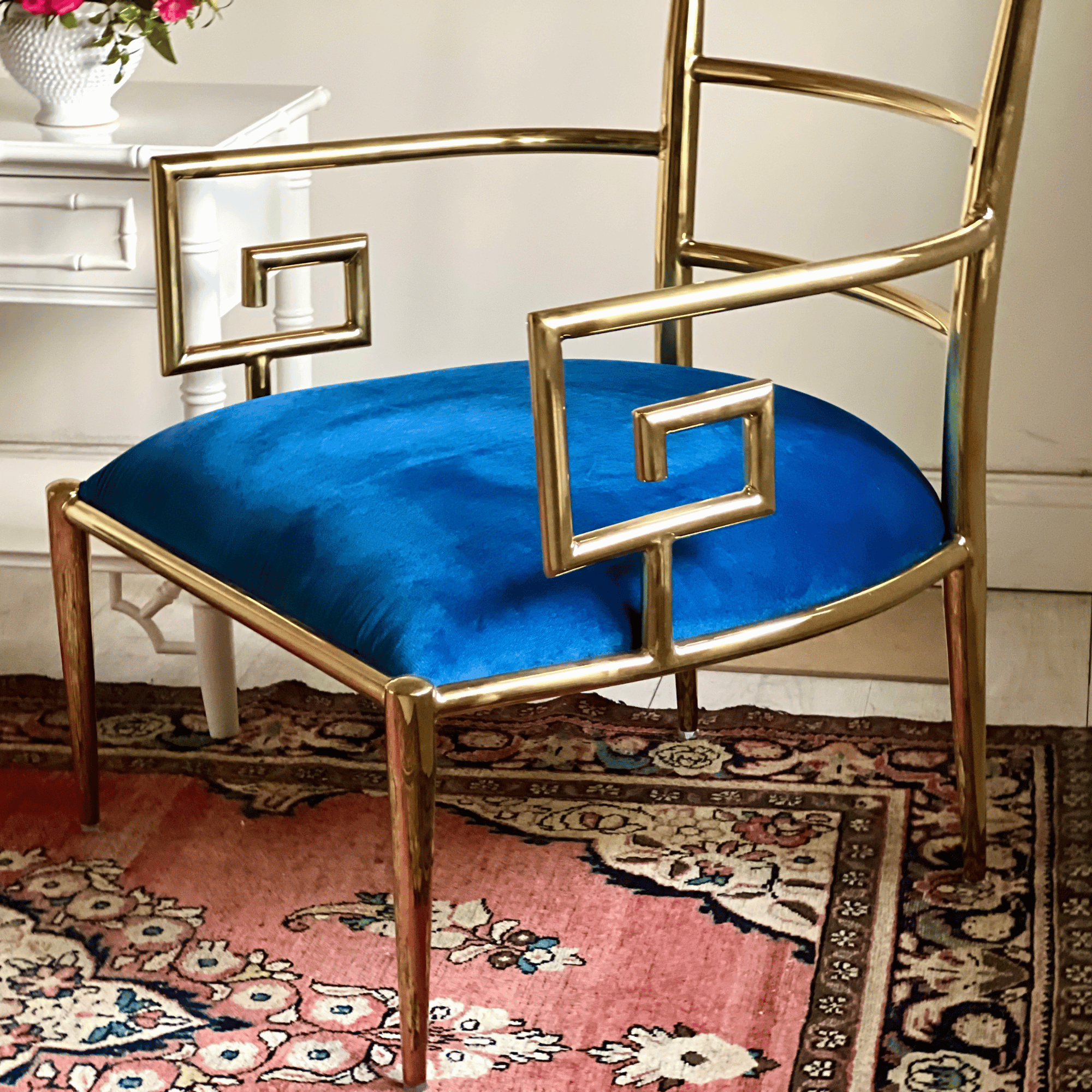 Brass Greek Key Chair | The Resplendent Crow