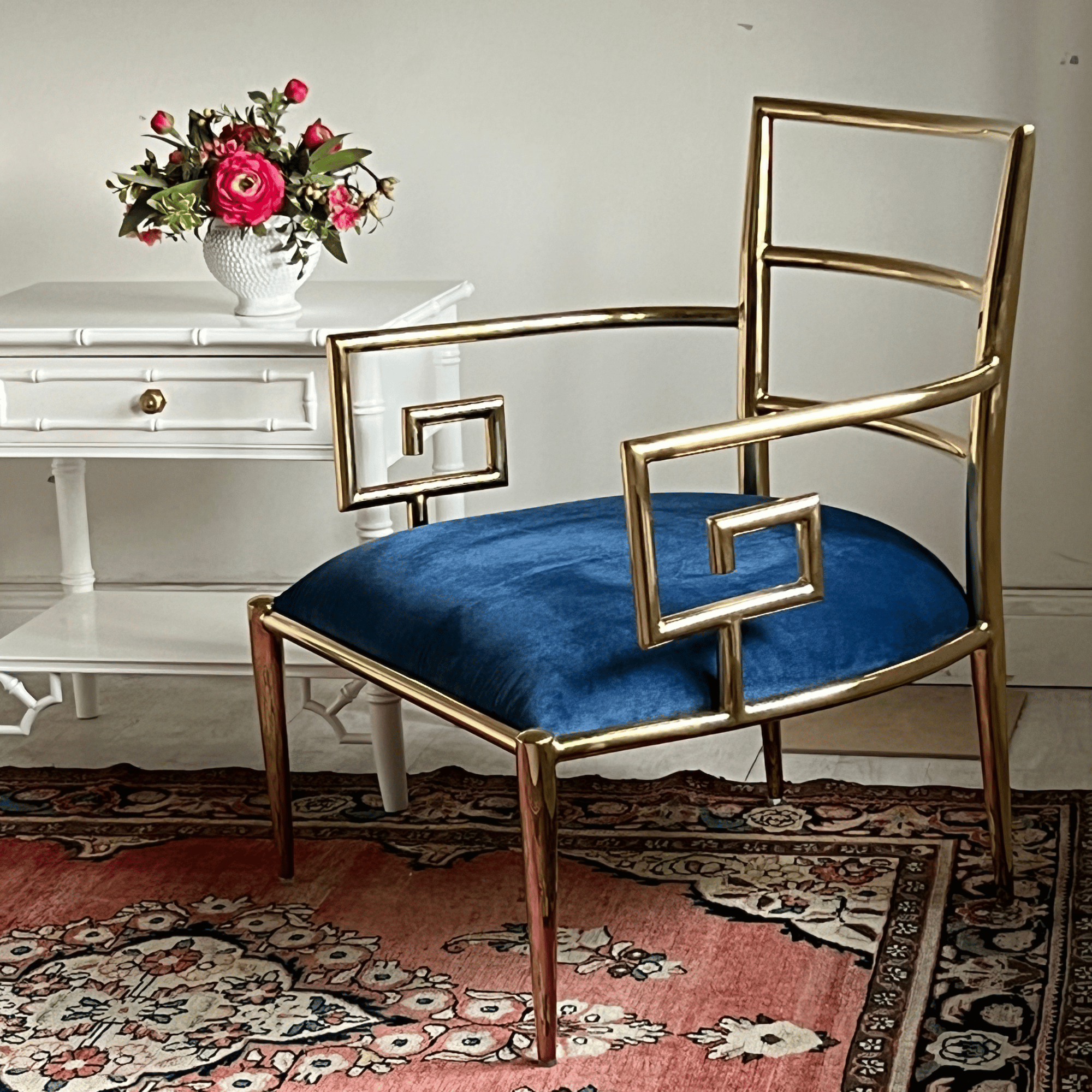 Brass Greek Key Chair | The Resplendent Crow