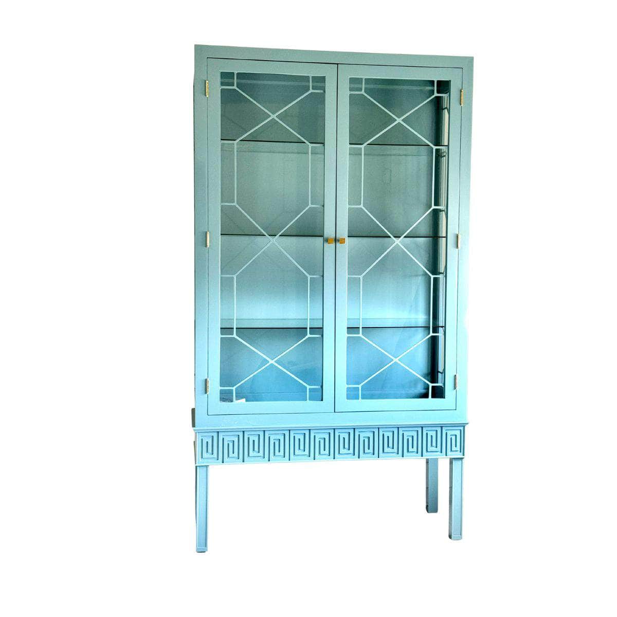 Athens Etagere Cabinet w/ Greek Key Details - Ready To Ship