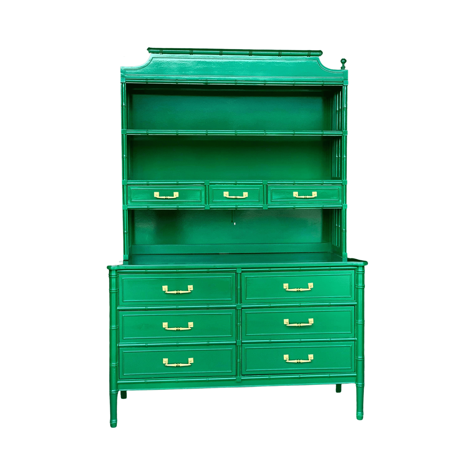 Vintage Henry Link Bali Hai Faux Bamboo Hutch