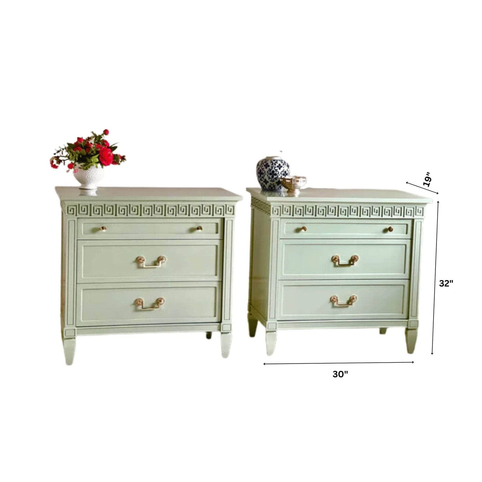 White greek key nightstand store