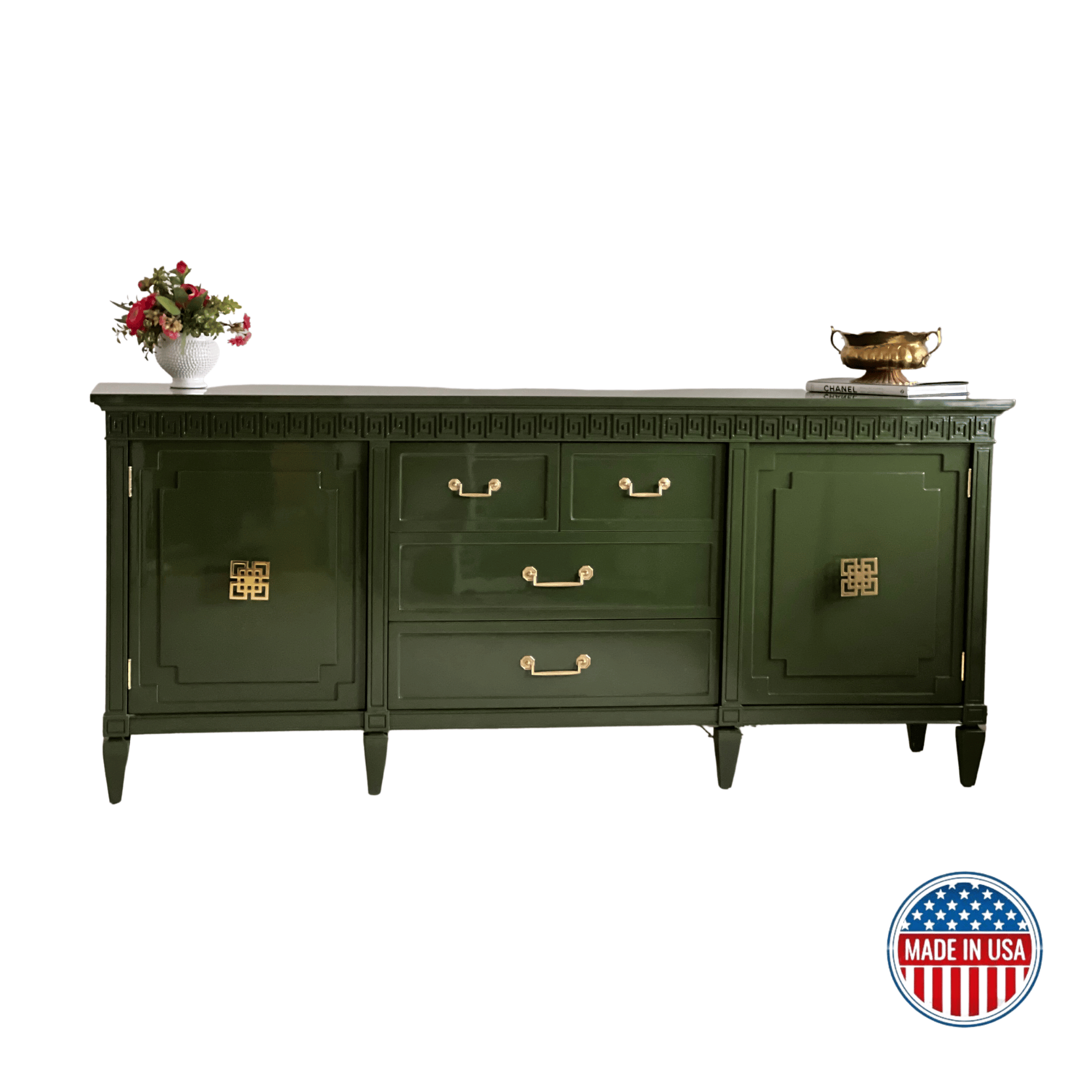 Athens Credenza with Greek Key Details - Lacquered