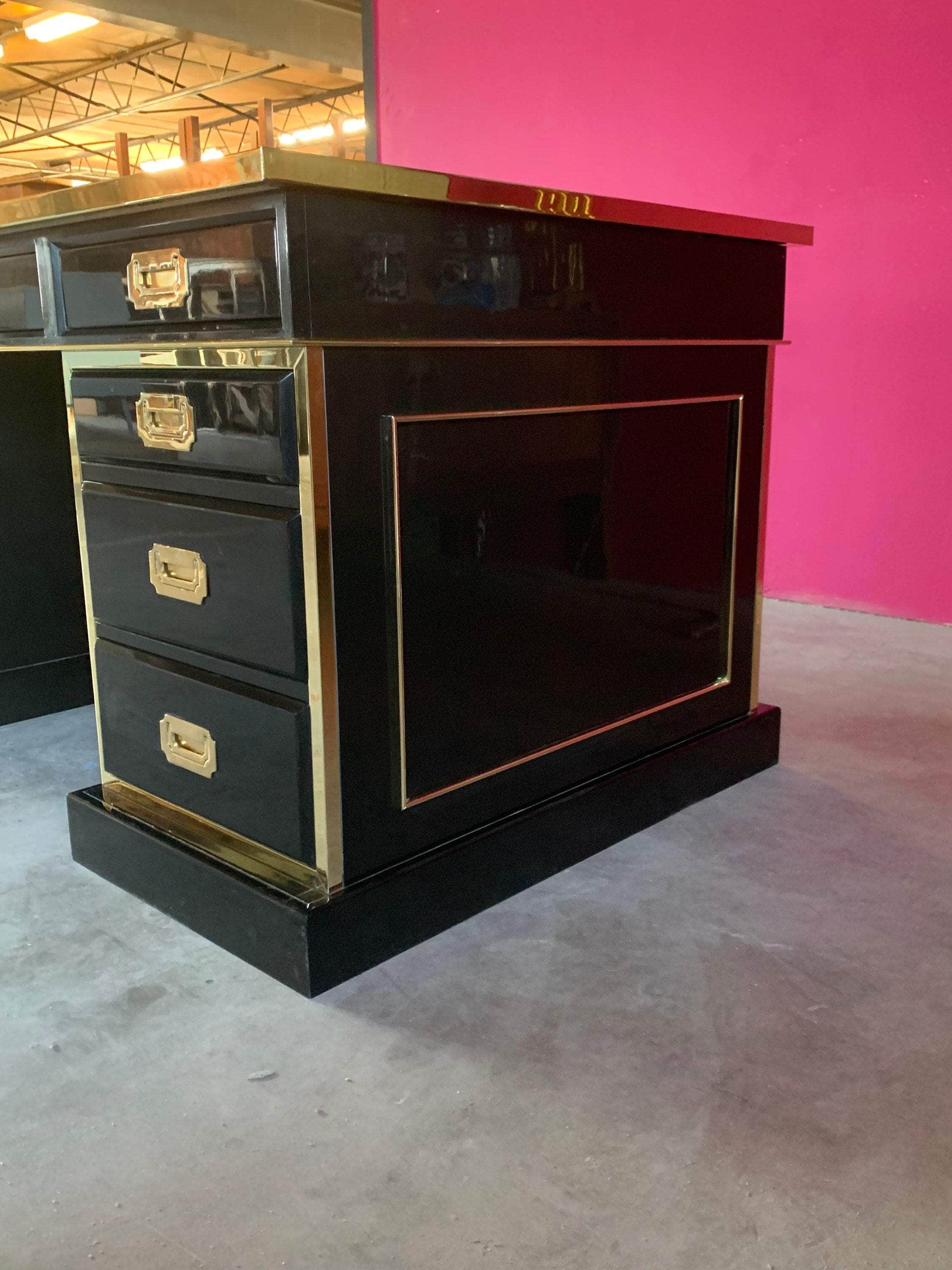 Executive Campaign Desk With Brass Details | The Resplendent Crow