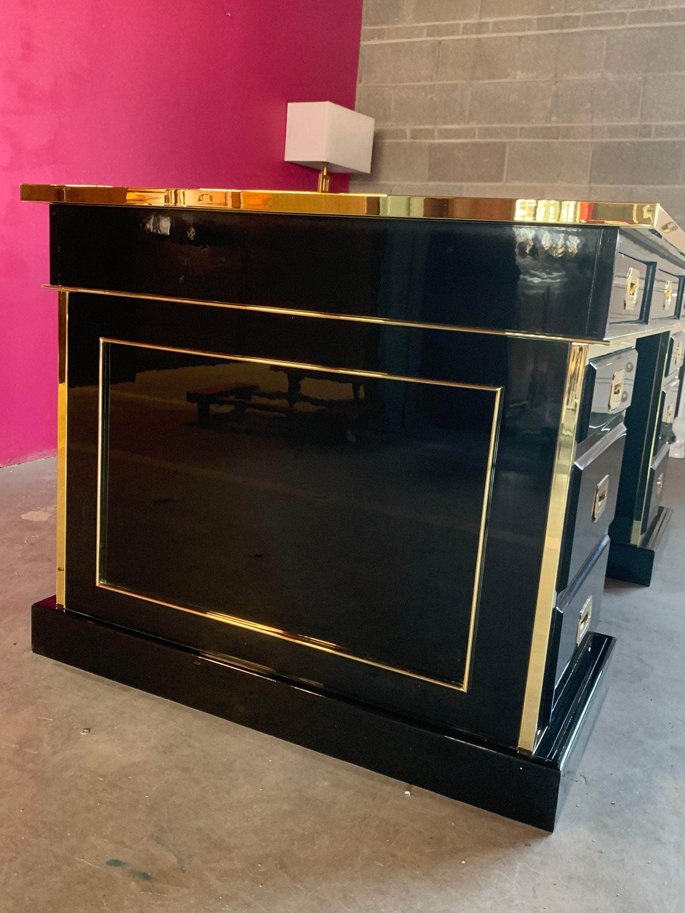 Executive Campaign Desk With Brass Details | The Resplendent Crow