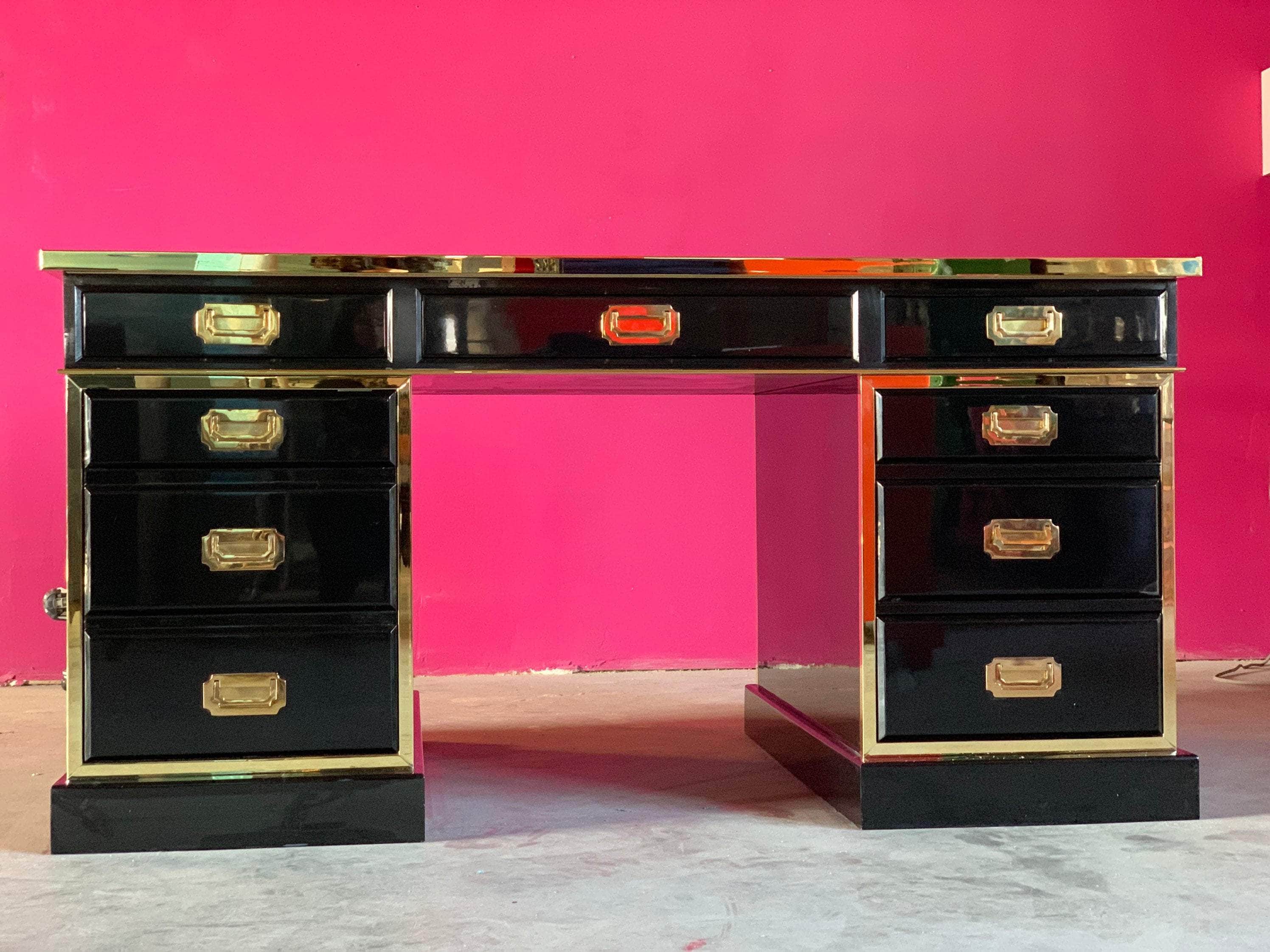 Executive Campaign Desk With Brass Details | The Resplendent Crow