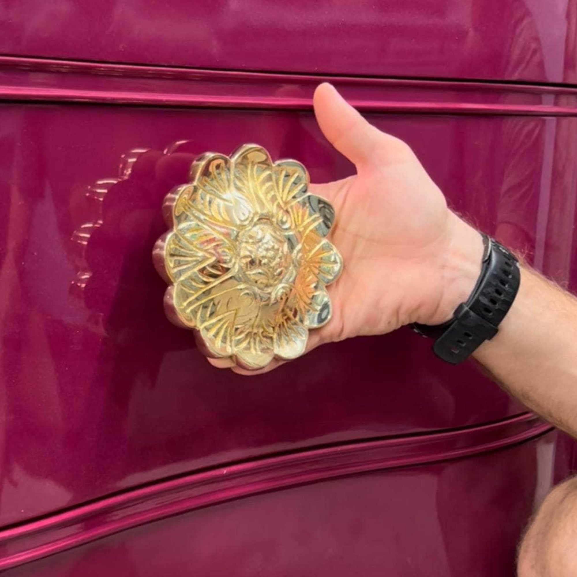 Large Floral Pull - Solid Brass 5" diameter